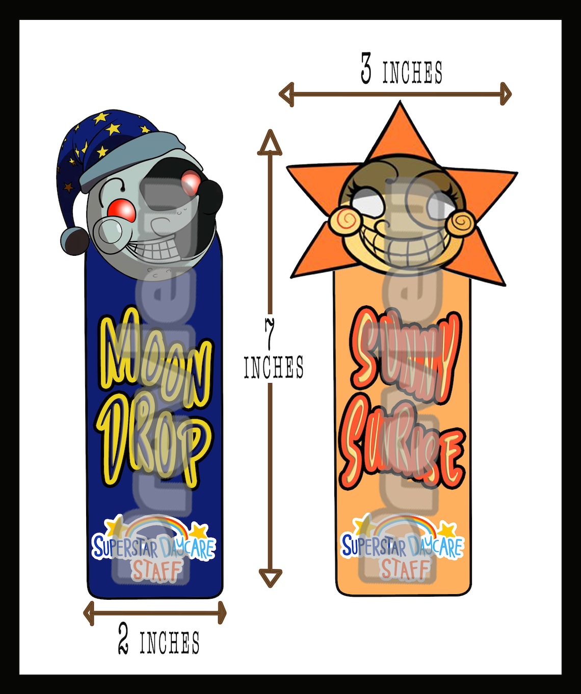 FNAF Sunny Sunrise & Moondrop Bookmark Superstar Daycare - Etsy
