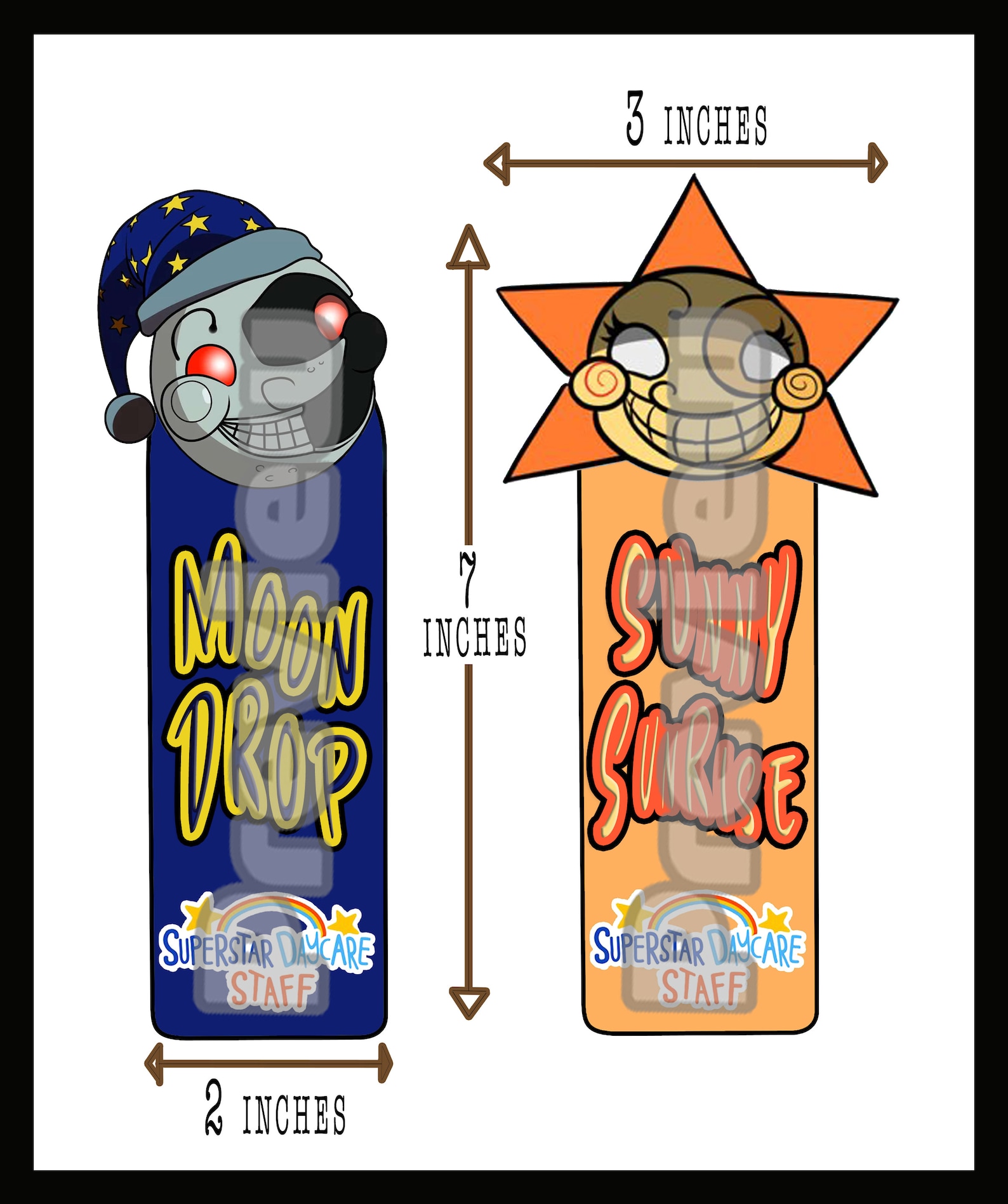 FNAF Sunny Sunrise & Moondrop Bookmark Superstar Daycare - Etsy