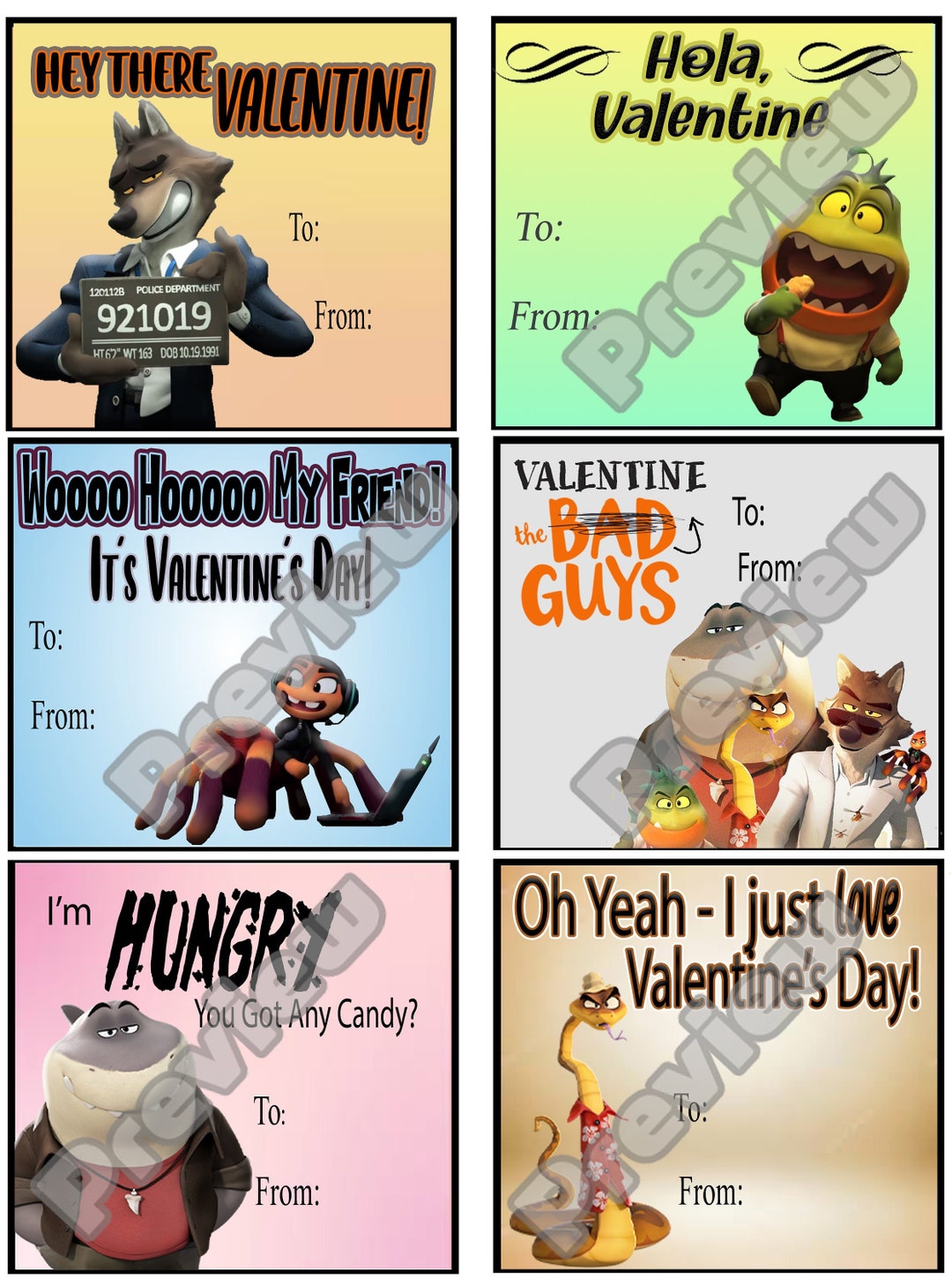 The Bad Guys Valentine Cards Digital Valentine's Day - Etsy