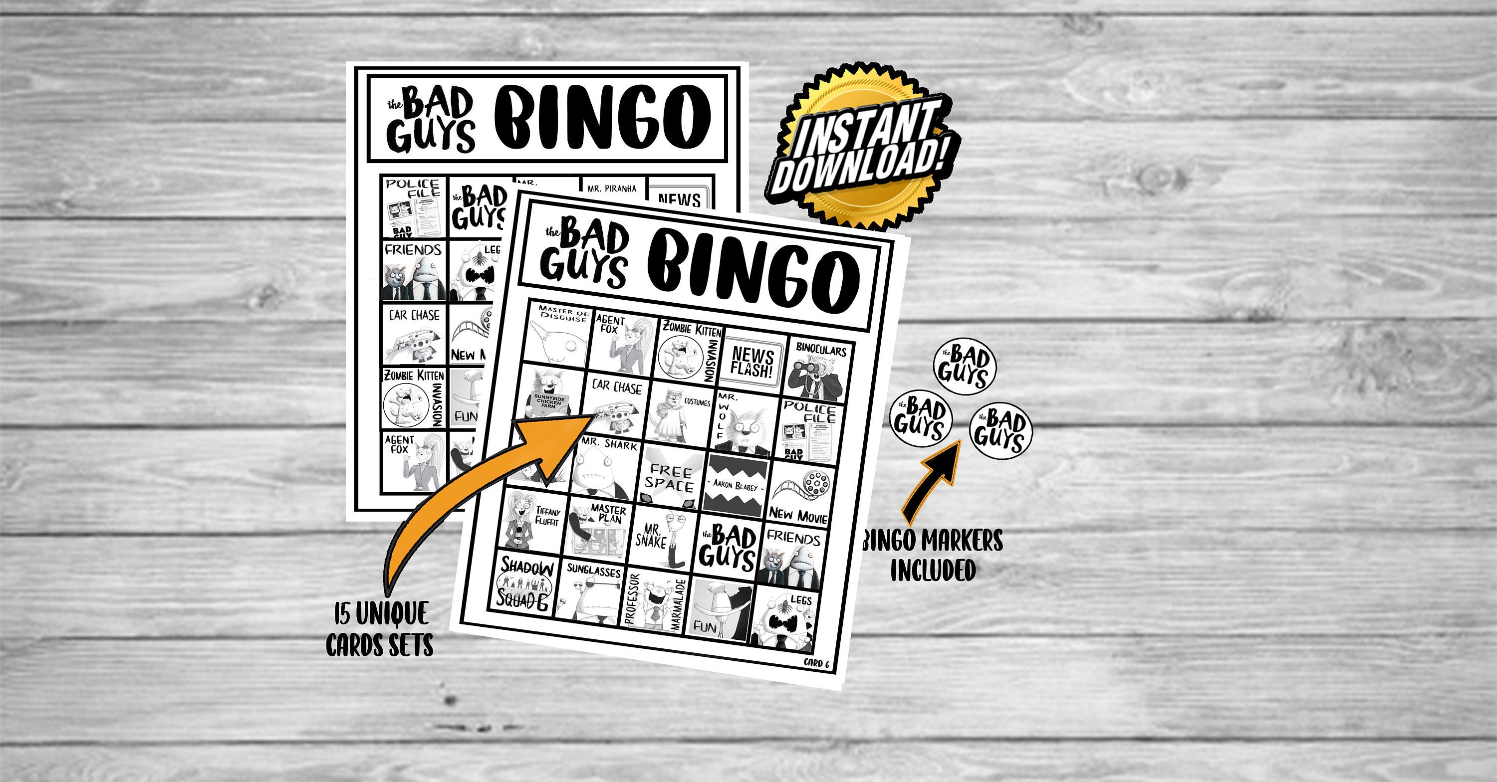 The Bad Guys Theme Bingo Game Party Game the Bad Guys Book - Etsy