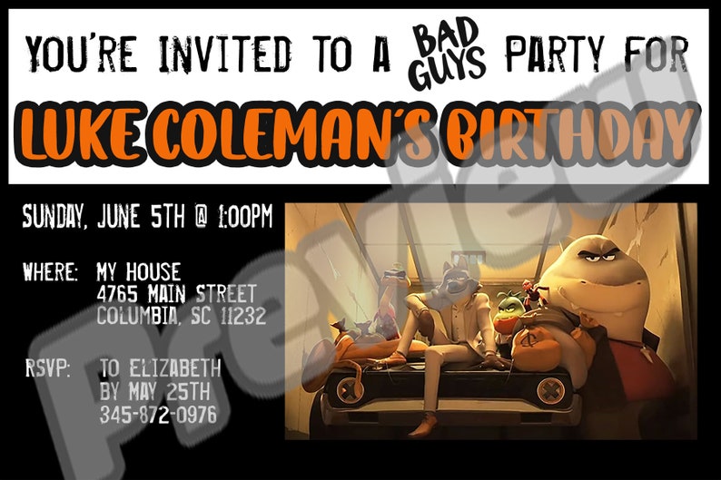 The Bad Guys Party Invitations Birthday Gang Personalized - Etsy