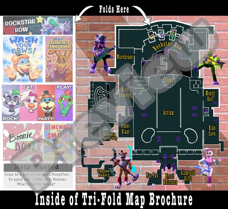 Fnaf Security Breach Faz Map Five Nights At Freddy Game Etsy Ireland