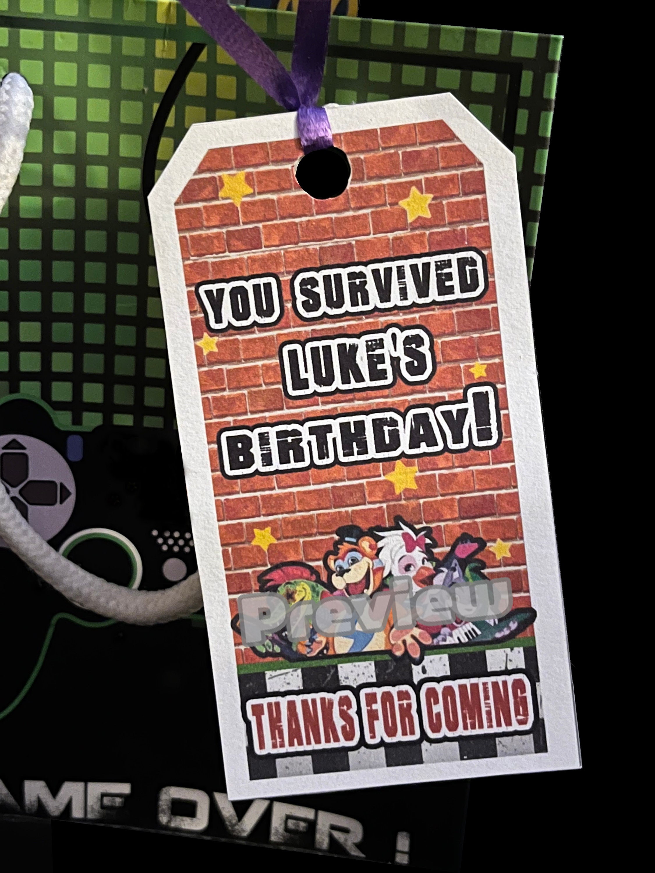 FNAF Party Thank You Tag Five Nights at Freddy's Goodie - Etsy