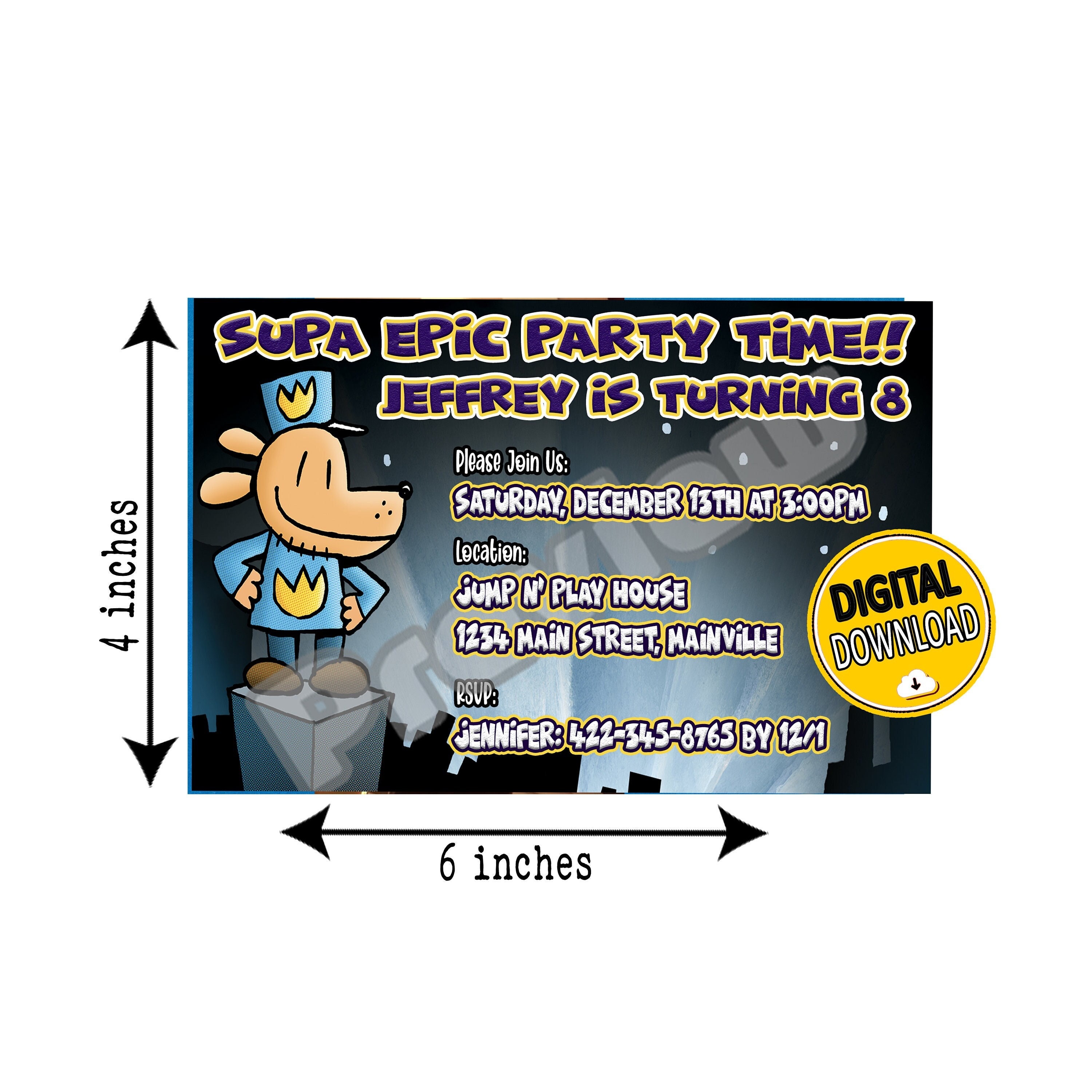 Dog Man Invitations Birthday Personalized Invitations - Etsy