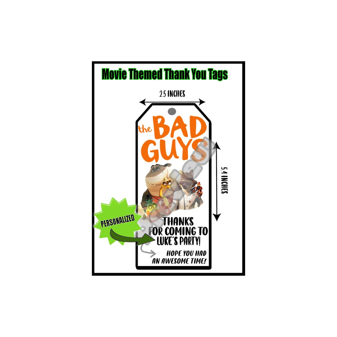 The Bad Guys; Goodie Bag Tag; Bad Guys Book; Bad Guys Movie; Party ...