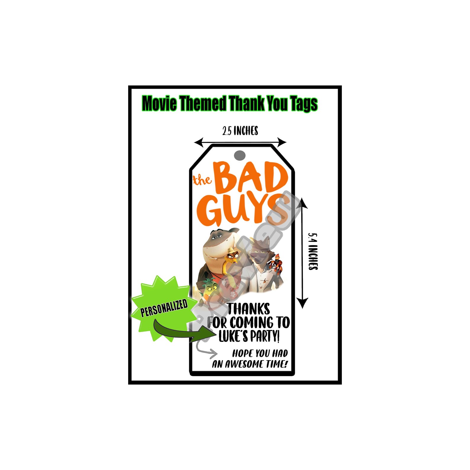 The Bad Guys Goodie Bag Tag Bad Guys Book Bad Guys Movie - Etsy