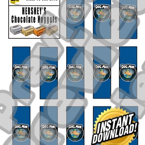 Dog Man Mini Chocolate Candy Wraps; Hershey Label, Nugget; Dogman Party ...