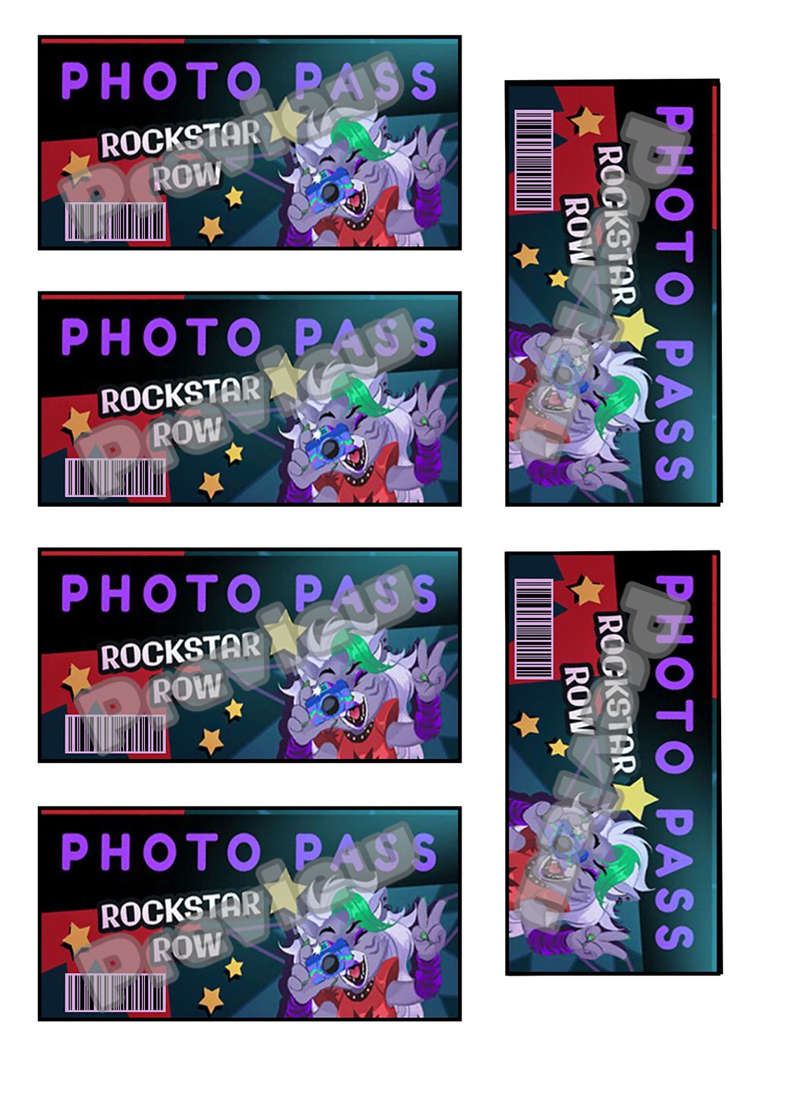 Rockstar Row Photo Pass fnaf Security Breach Roxanne Wolf - Etsy UK