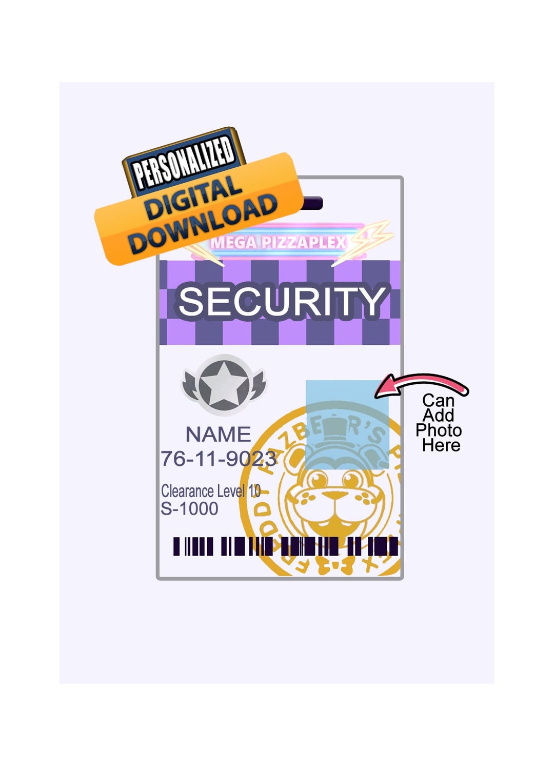 FNAF Security Breach Badge; Personalized Badge; Security Breach; Freddy ...