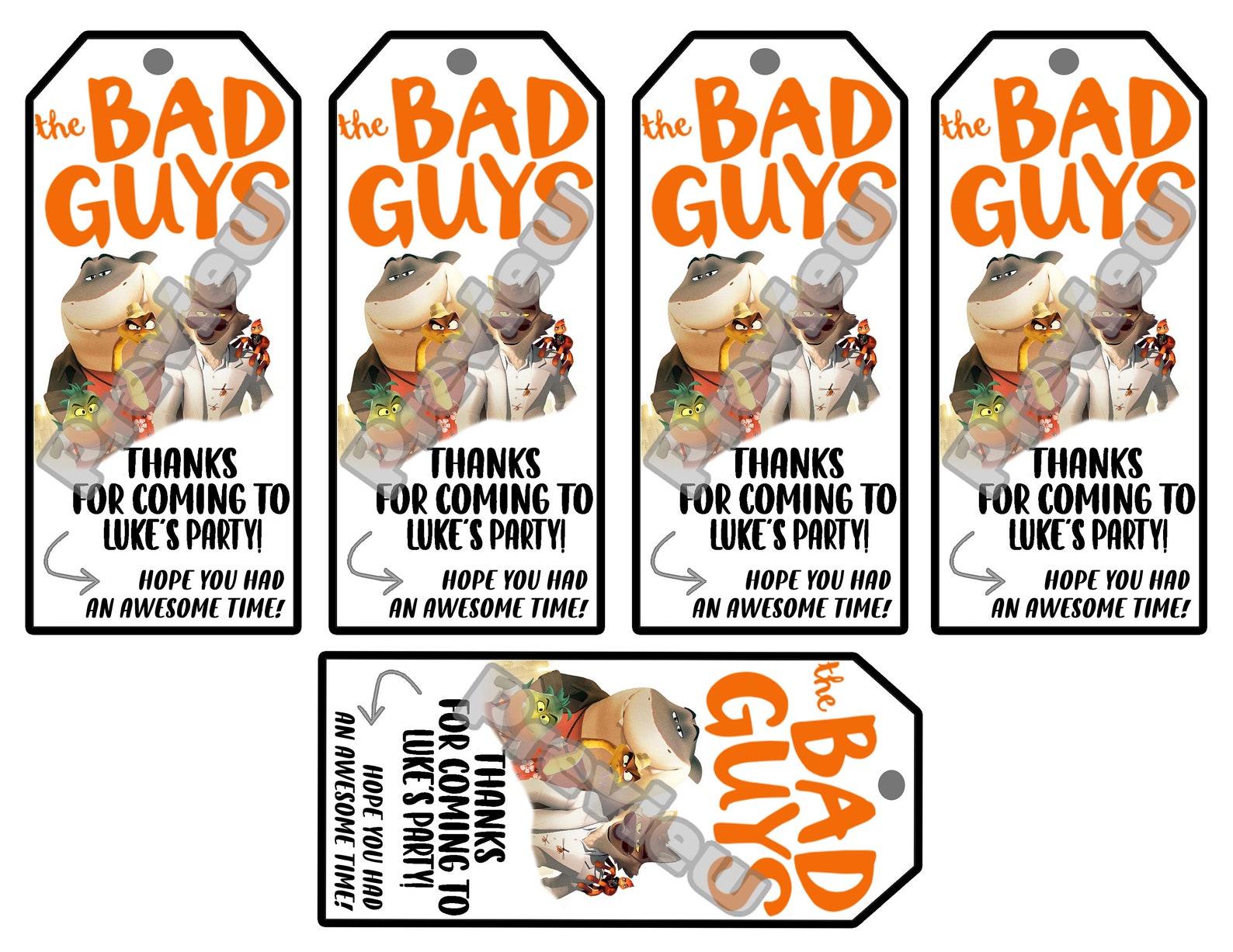 The Bad Guys; Goodie Bag Tag; Bad Guys Book; Bad Guys Movie; Party ...