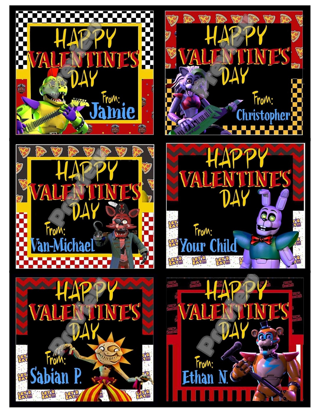 Personalized FNAF Valentine Valentine's Day Security - Etsy