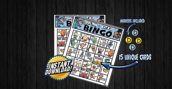 Dog Man and Cat Kid Theme Bingo Game Party Game Dogman Book - Etsy UK