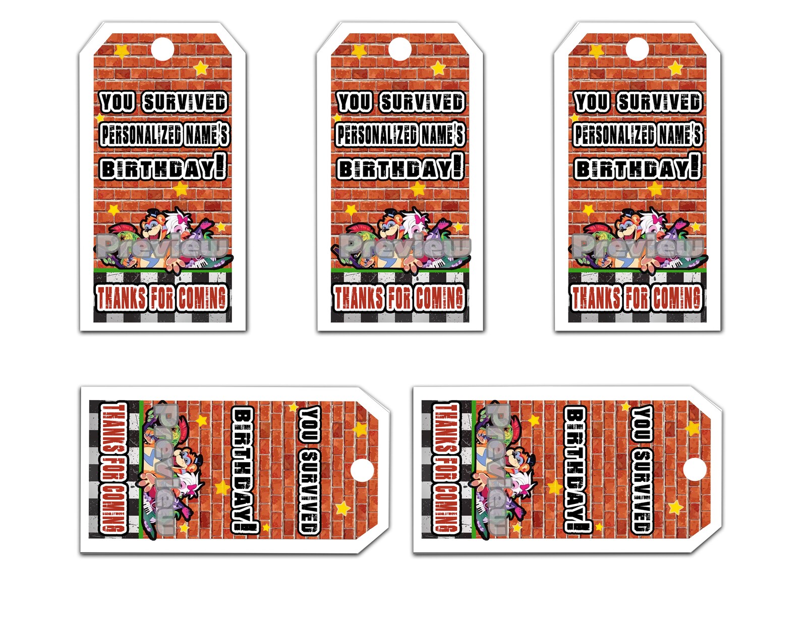 FNAF Party Thank You Tag Five Nights at Freddy's Goodie - Etsy