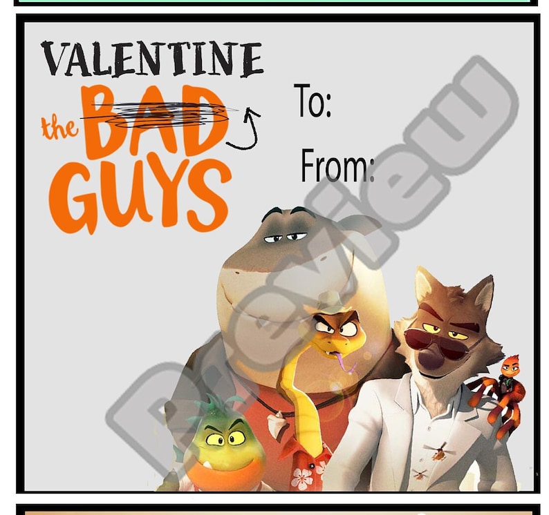 The Bad Guys Valentine Cards; Digital Valentine's Day; Instant ...