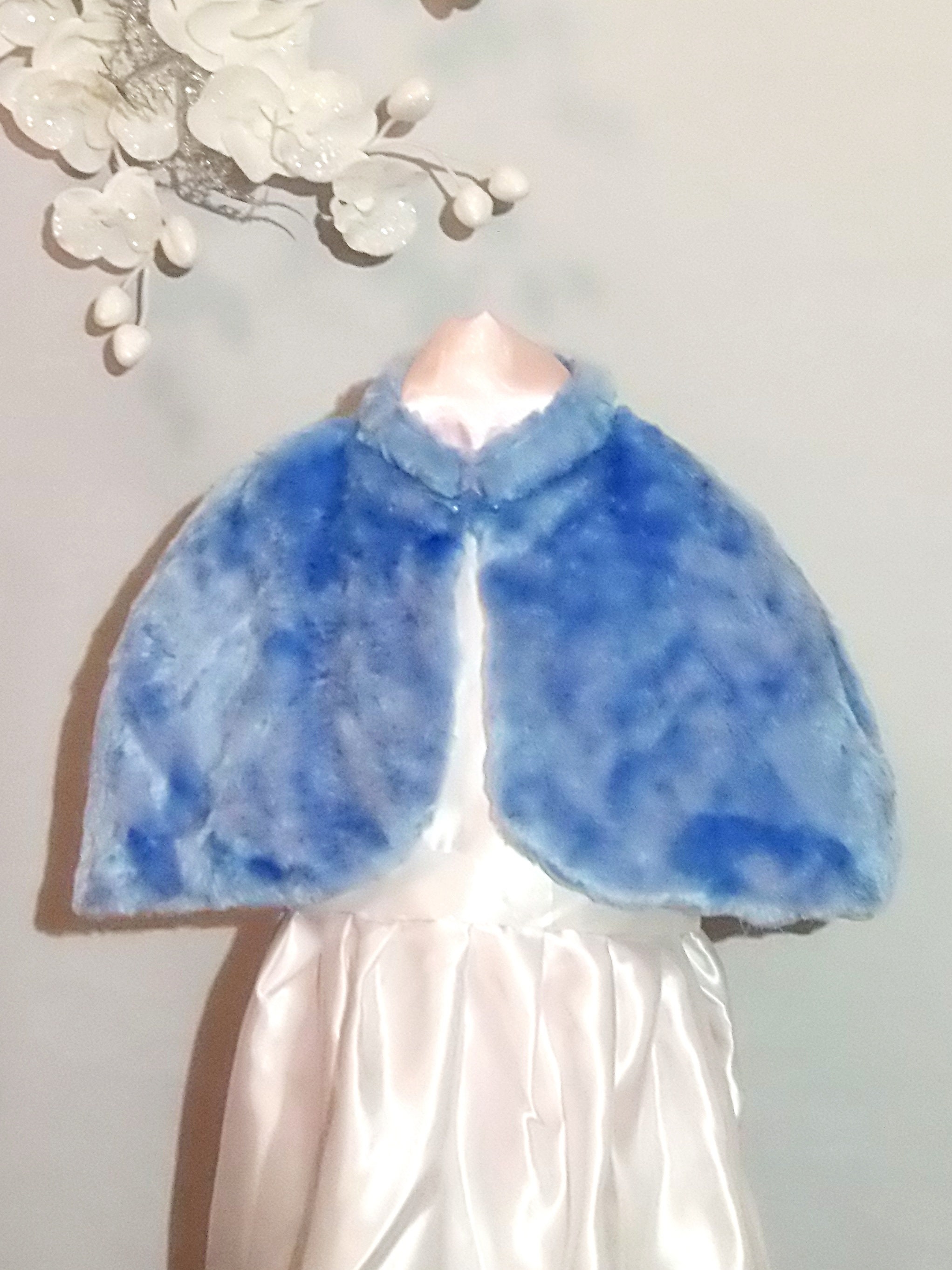 Light Blue Kids Faux Fur Cape for Wedding, Party,birthday,girl Faux Fur ...