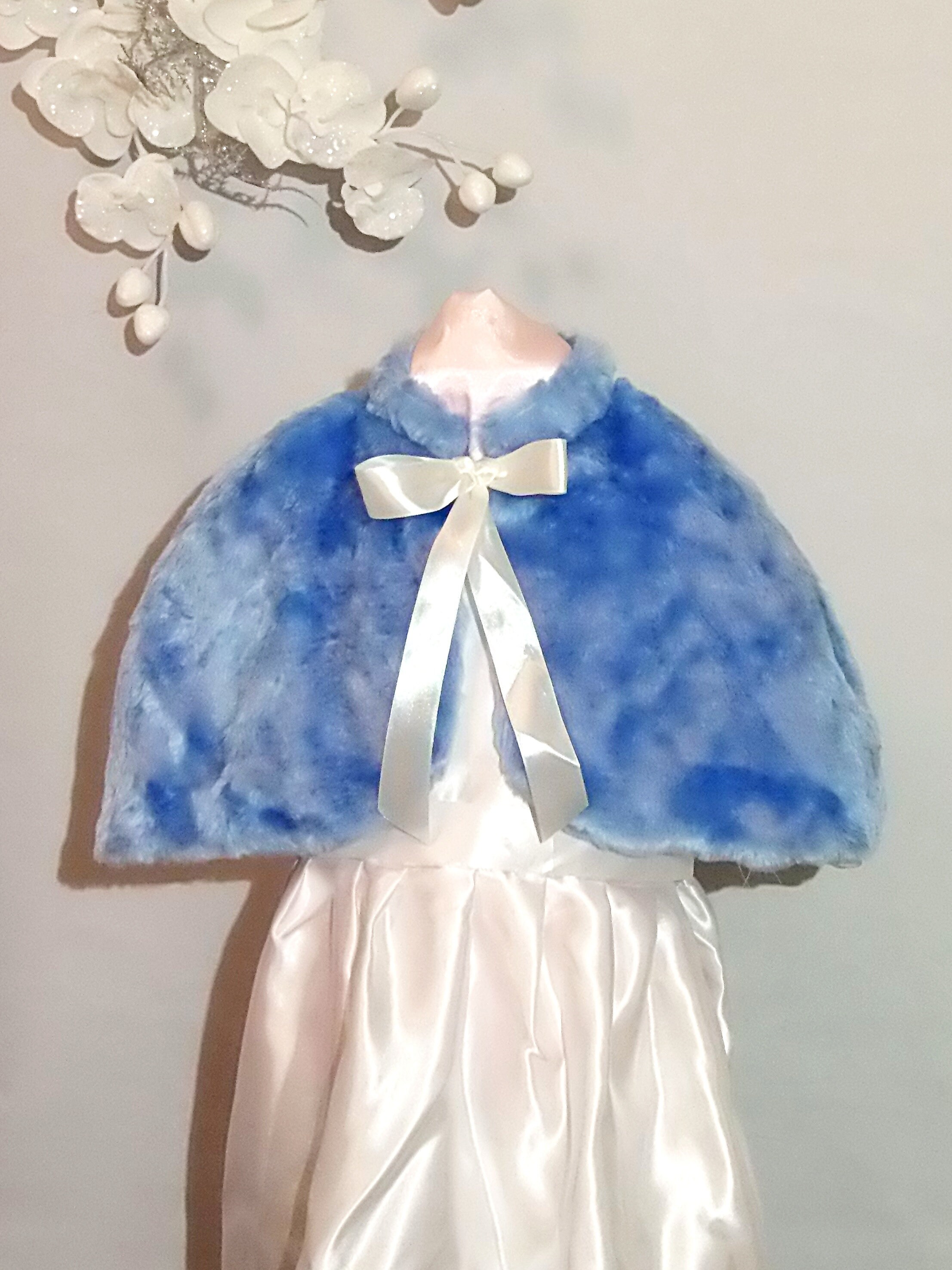 Light Blue Kids Faux Fur Cape for Wedding, Party,birthday,girl Faux Fur ...