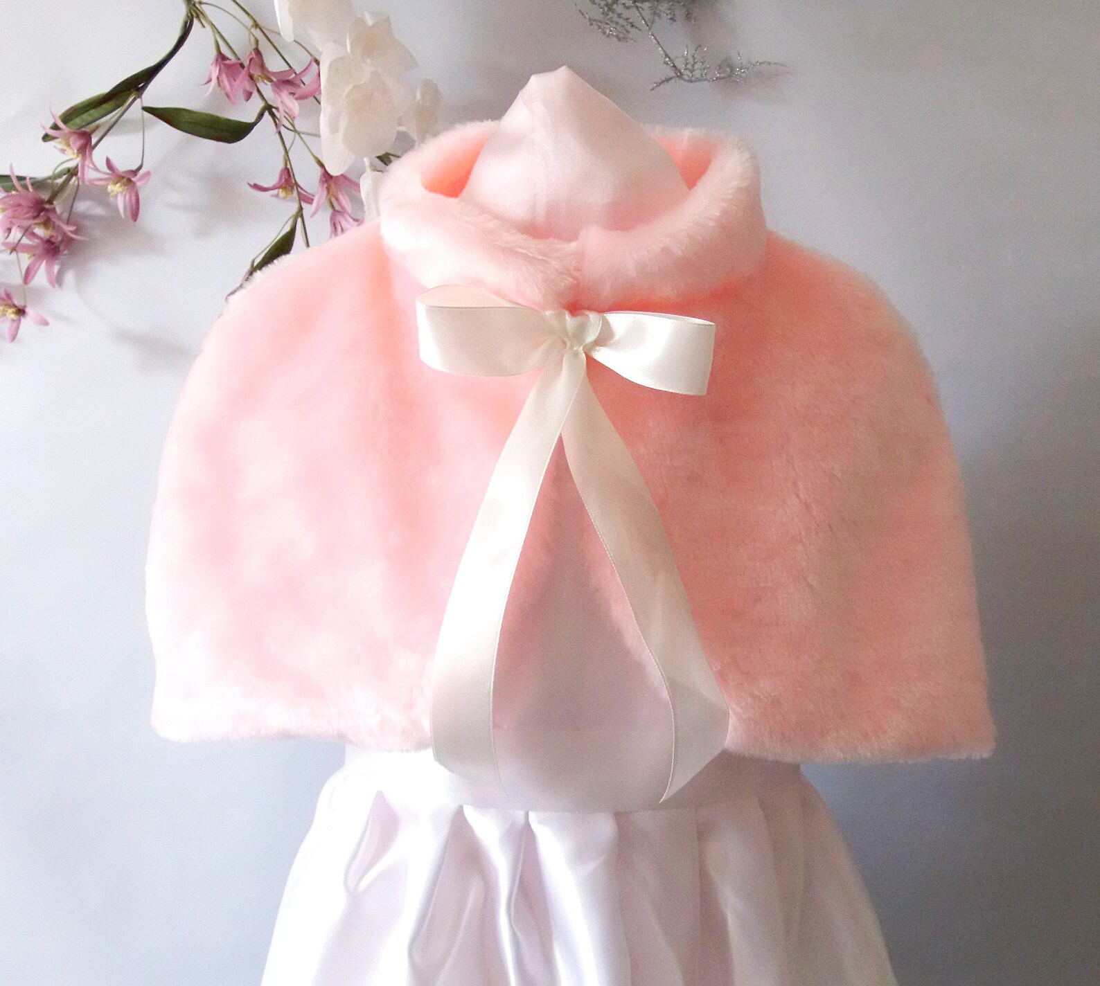 Light Pink Kids Faux Fur Cape for Wedding, Party,birthday,girl Faux Fur ...