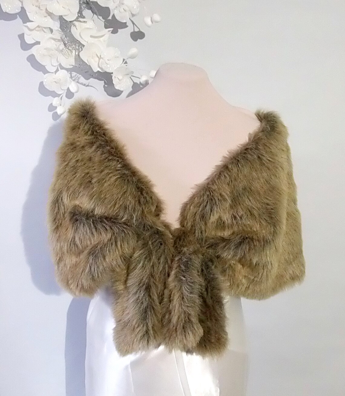 Wedding Cape Light Brown Fox , Faux Fox Fur Shawl,bridal Cape ,faux Fur ...