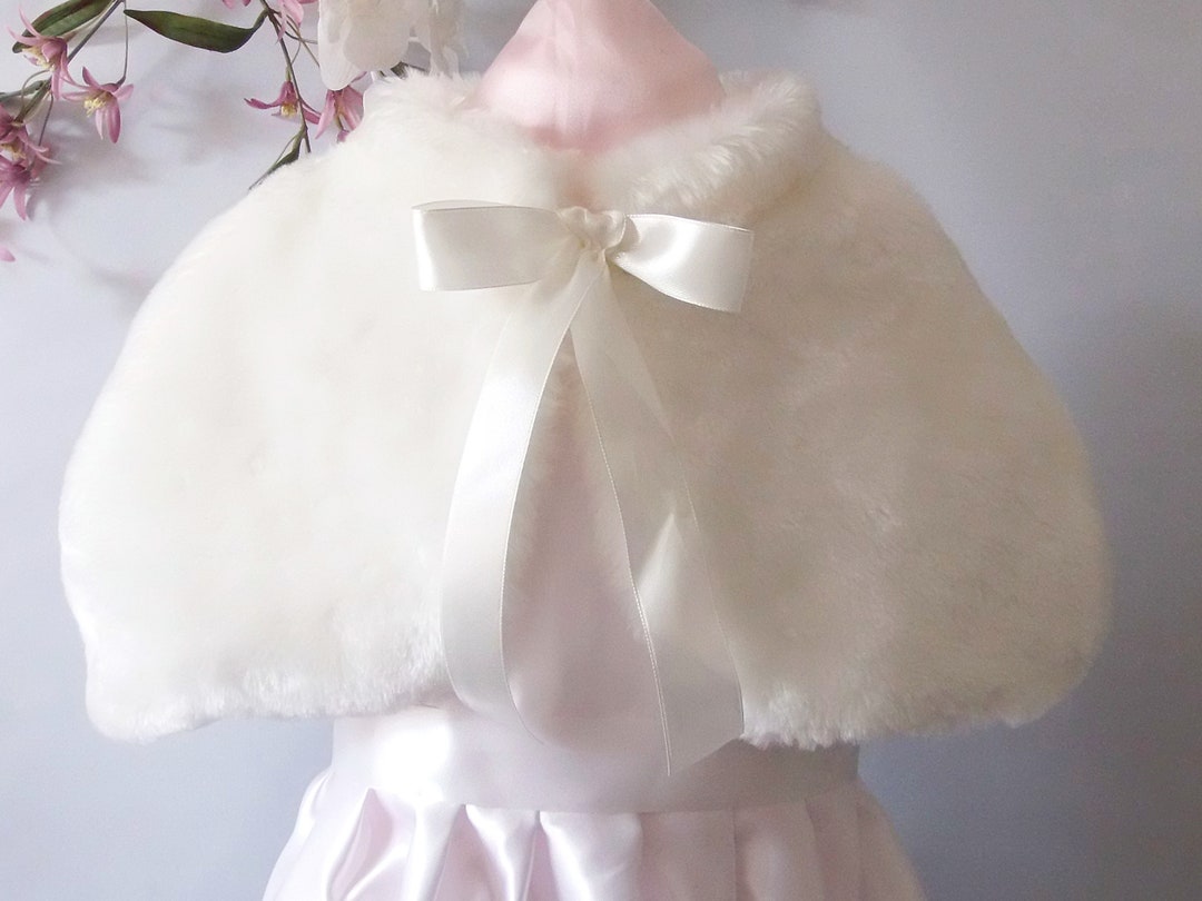 White Color Kids Faux Fur Cape for Wedding, Party,birthday,girl Faux ...