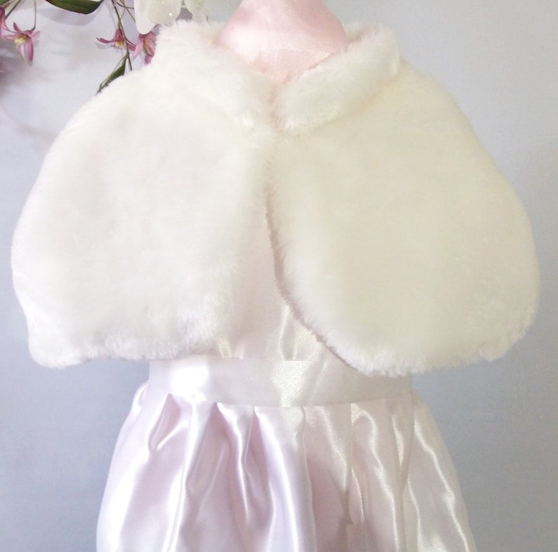 White Color Kids Faux Fur Cape for Wedding, Party,birthday,girl Faux ...