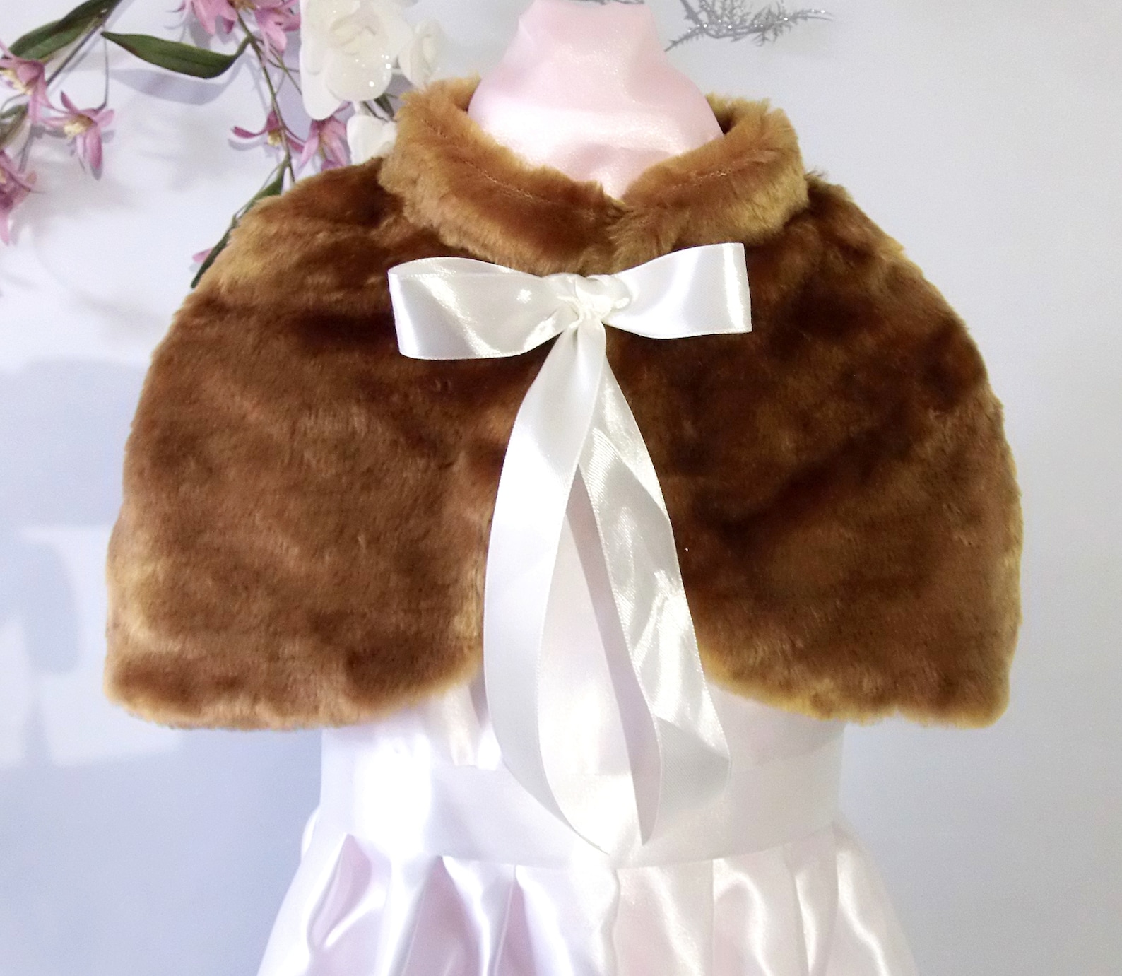 Buy Brown Kids Faux Fur Cape for Wedding Partybirthdaygirl Faux Online ...