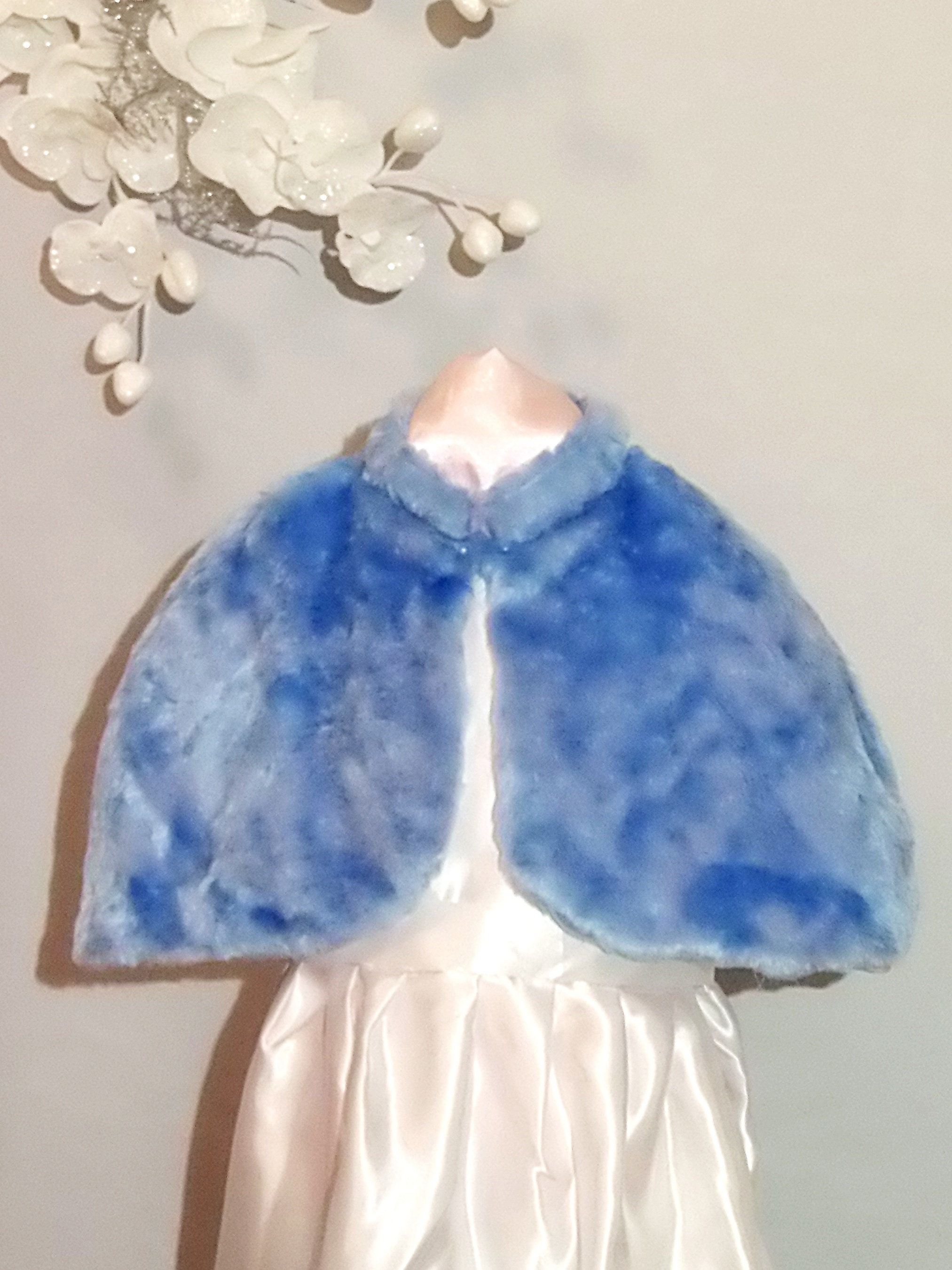 Light Blue Kids Faux Fur Cape for Wedding, Party,birthday,girl Faux Fur ...