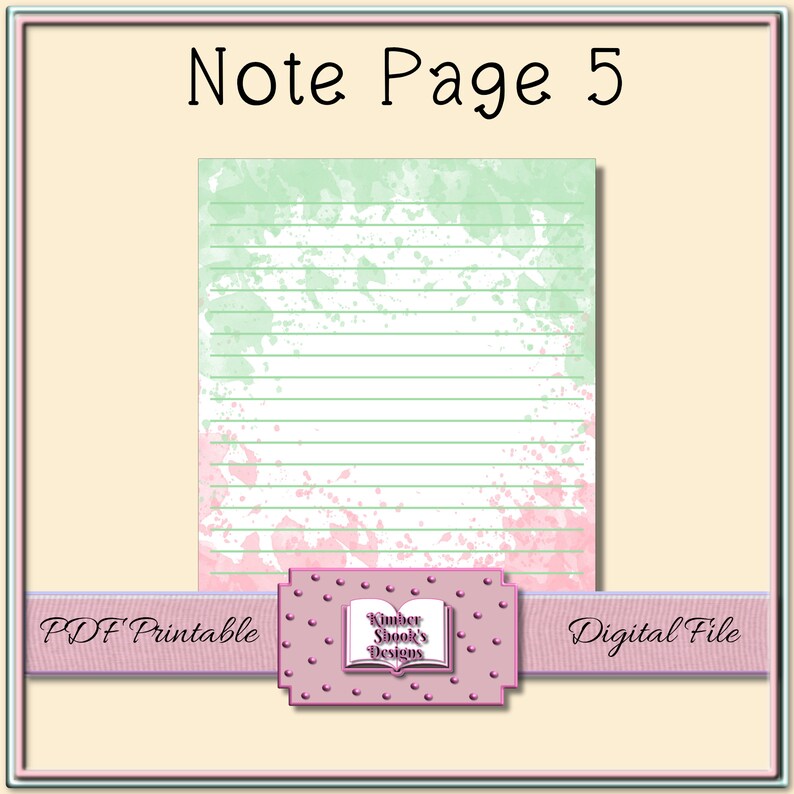 Splash Watercolor Notepad Sheet Page - Lined, Ruled, Printable, Letter ...