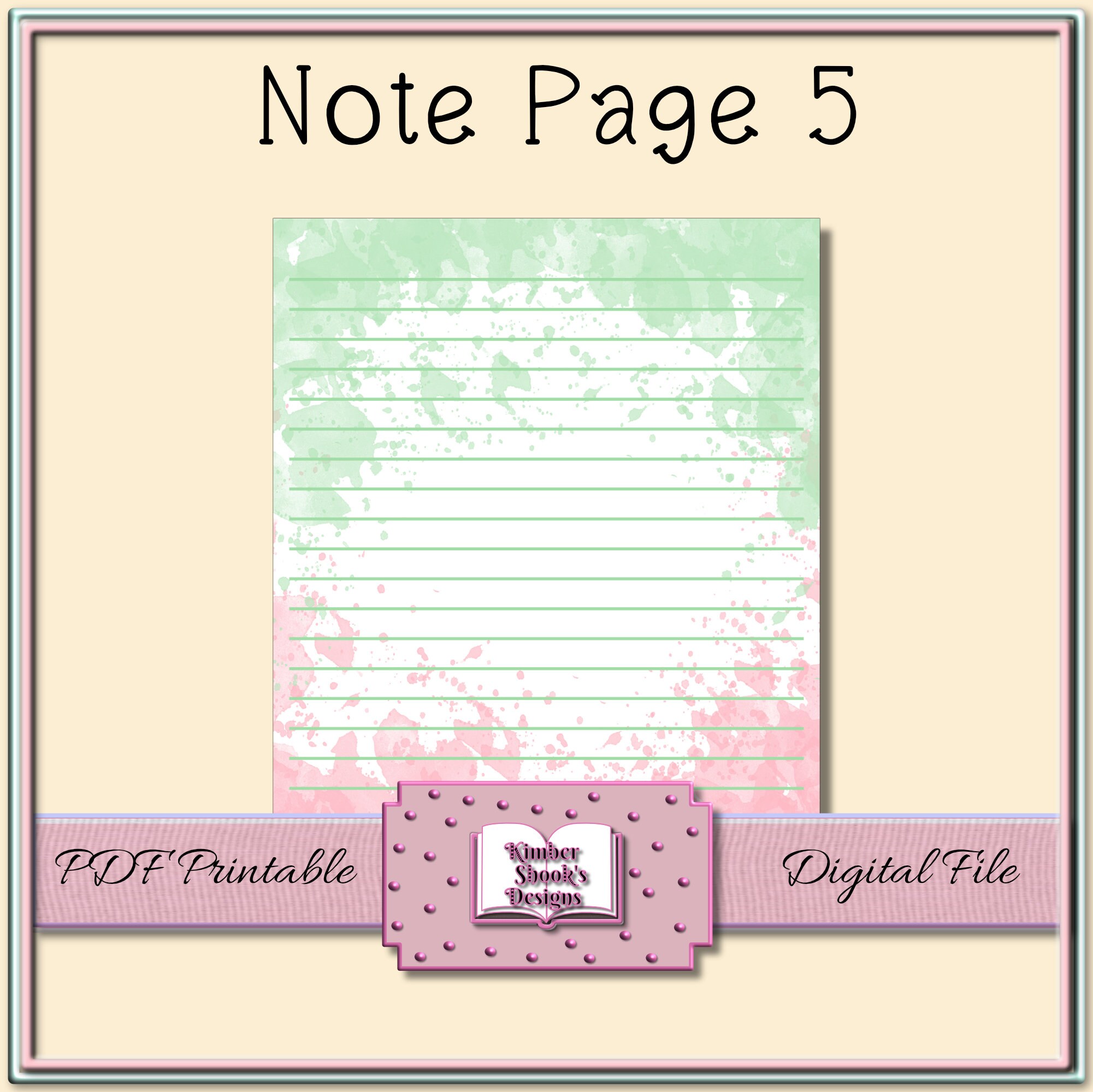 Splash Watercolor Notepad Sheet Page Lined, Ruled, Printable, Letter - Etsy