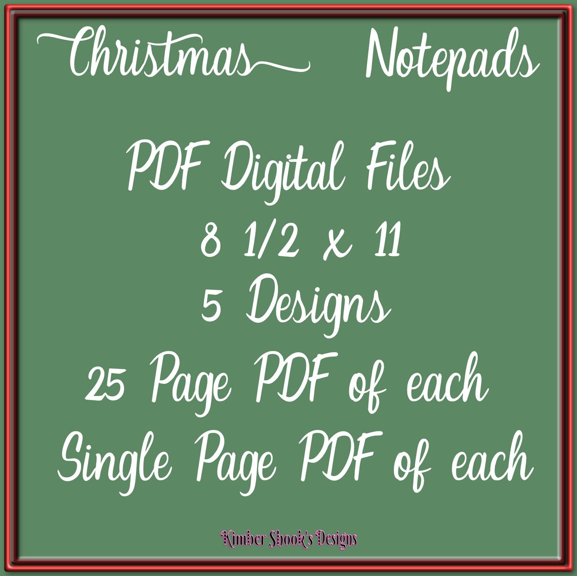 Christmas Notepad Sheet Printable 5 Designs Wreath Snow - Etsy