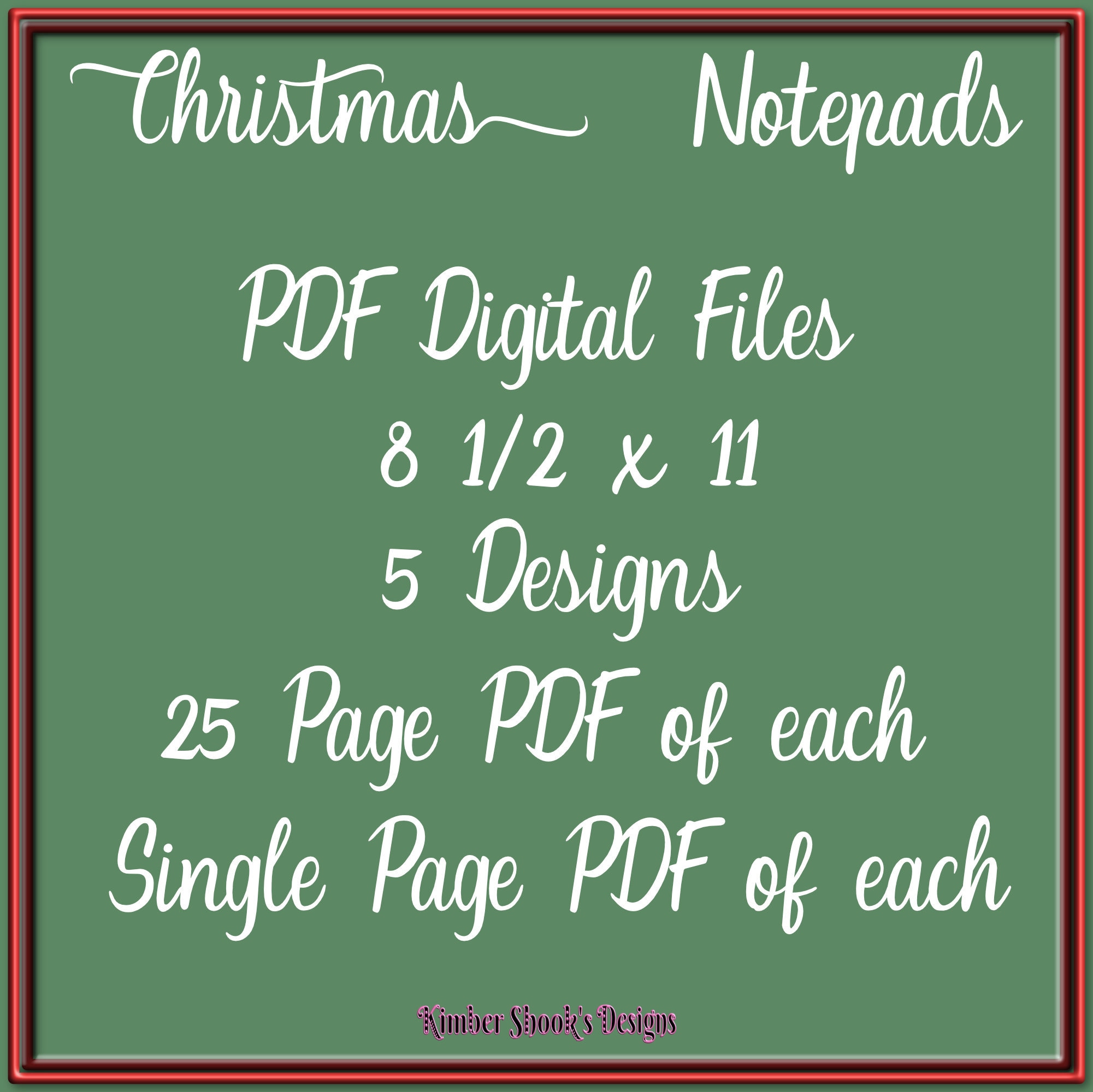 Christmas Notepad Sheet Printable 5 Designs Wreath Snow - Etsy