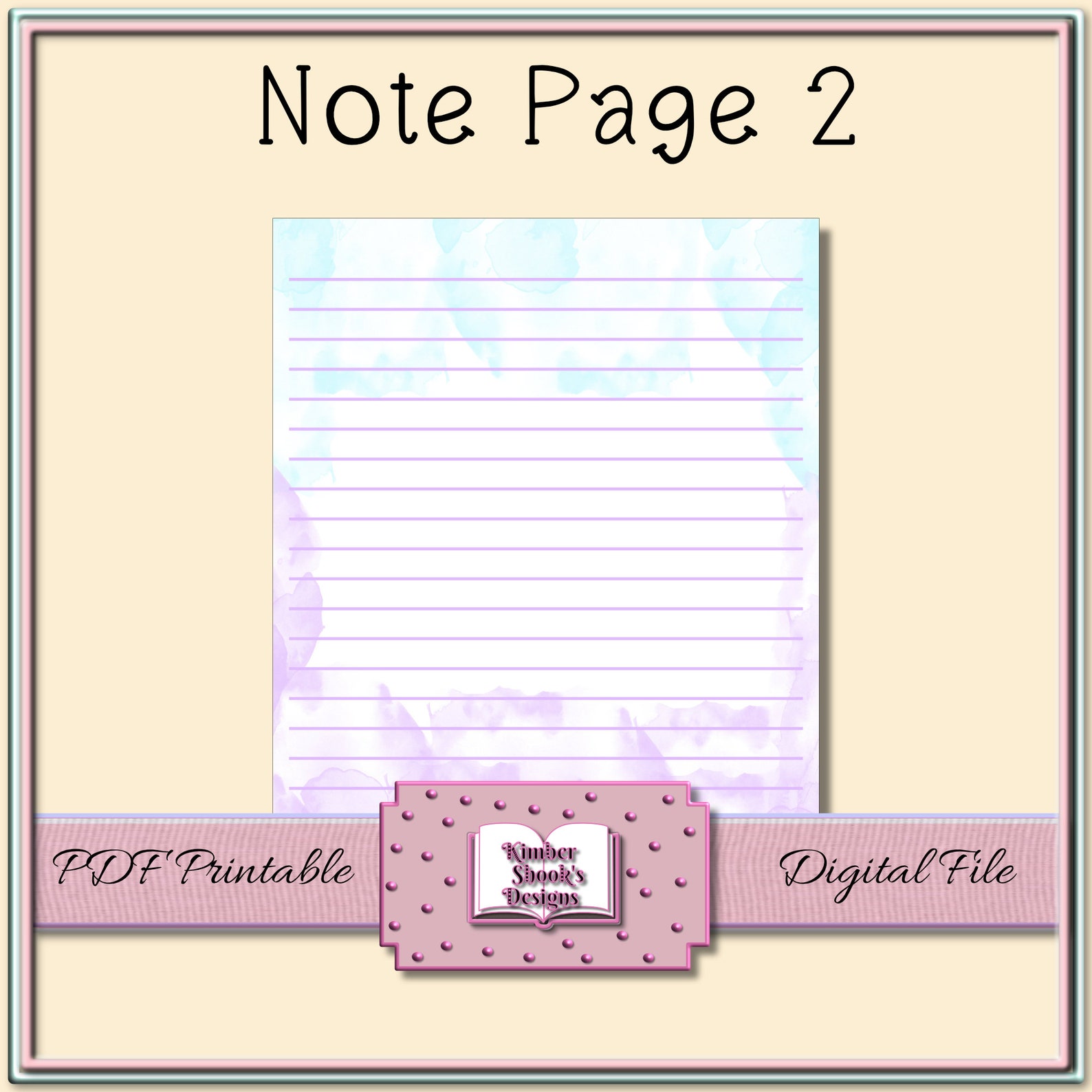 Splash Watercolor Notepad Sheet Page - Lined, Ruled, Printable, Letter ...