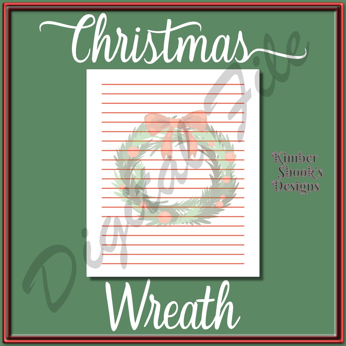 Christmas Notepad Sheet Printable 5 Designs Wreath Snow - Etsy