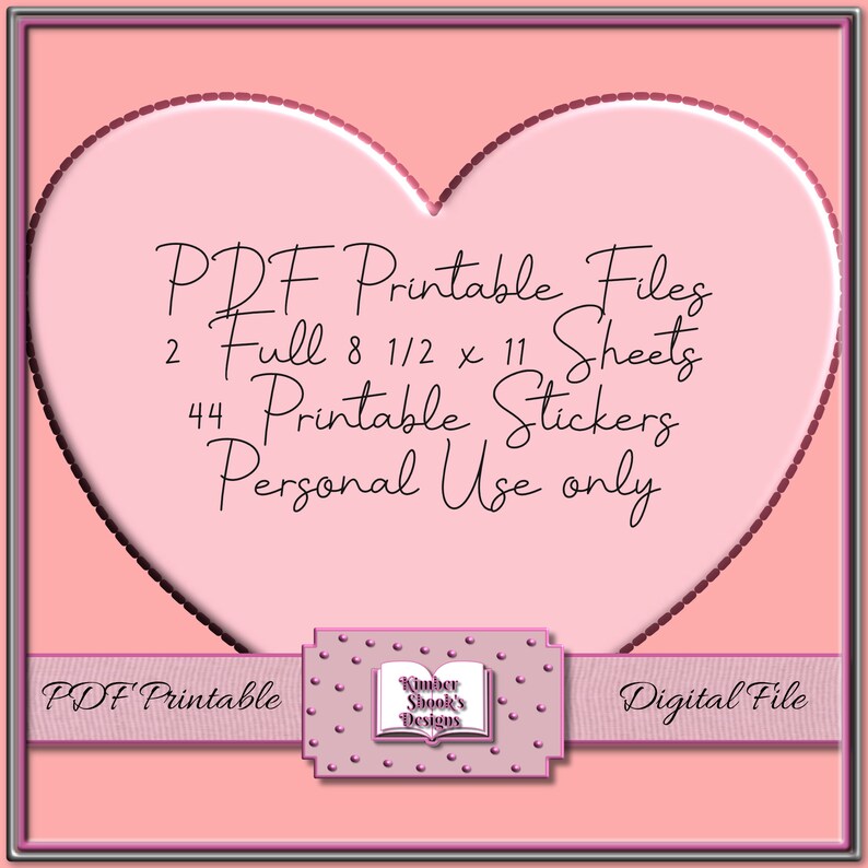 Valentine's Day Printable Stickers Sheets 8 1/2 X 11 Hearts, Love, - Etsy