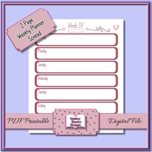 12 Month, Weekly PDF Printable Planner, Digital, Sunday - Saturday - Etsy