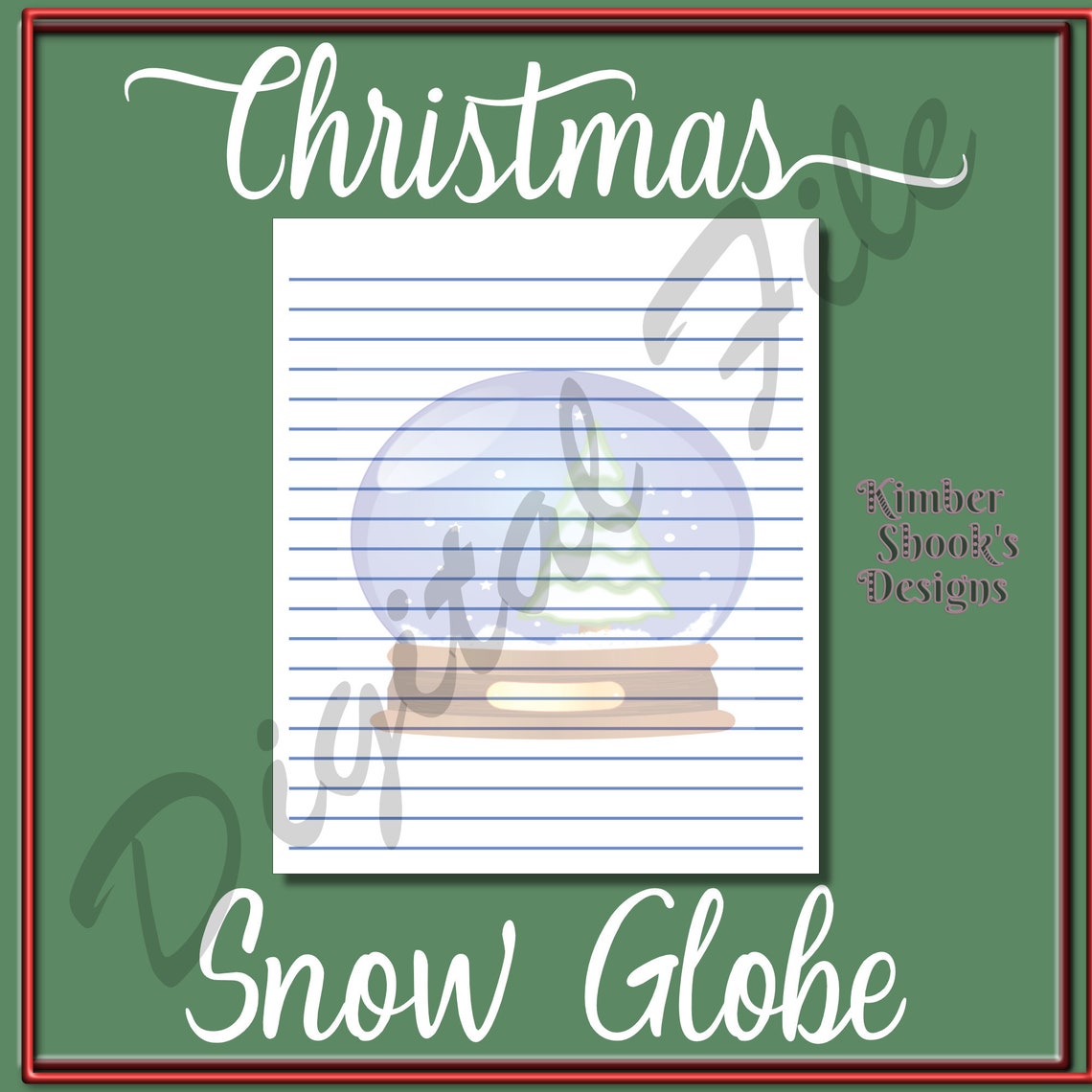 Christmas Notepad Sheet Printable 5 Designs Wreath Snow - Etsy