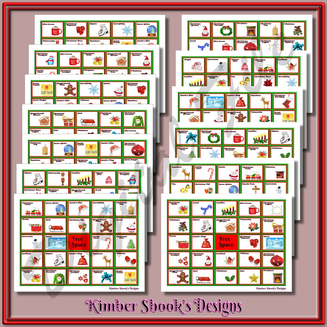 Christmas Bingo Printable 25 Cards Santa Snow Globe Angel - Etsy