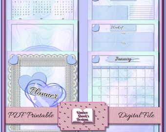 12 Month Weekly PDF Printable Planner Digital Sunday - Etsy