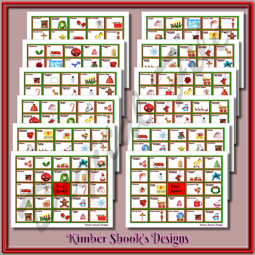 Christmas Bingo Printable - 25 Cards - Santa - Snow Globe - Angel - Etsy