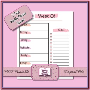 12 Month Weekly PDF Printable Planner Digital Sunday - Etsy