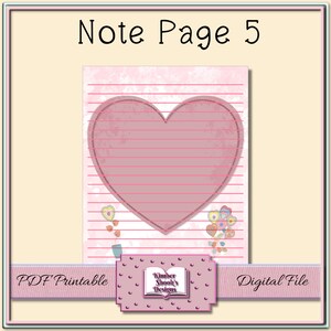Valentine Heart Notepad Sheet Page Lined, Ruled, Printable, Letter ...