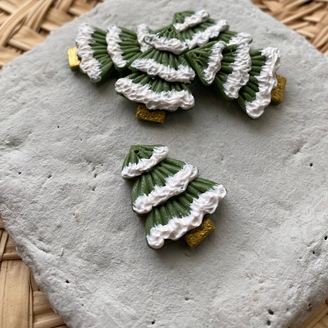 Snowy Green Christmas Tree Polymer Clay Planner Charm Mini - Etsy