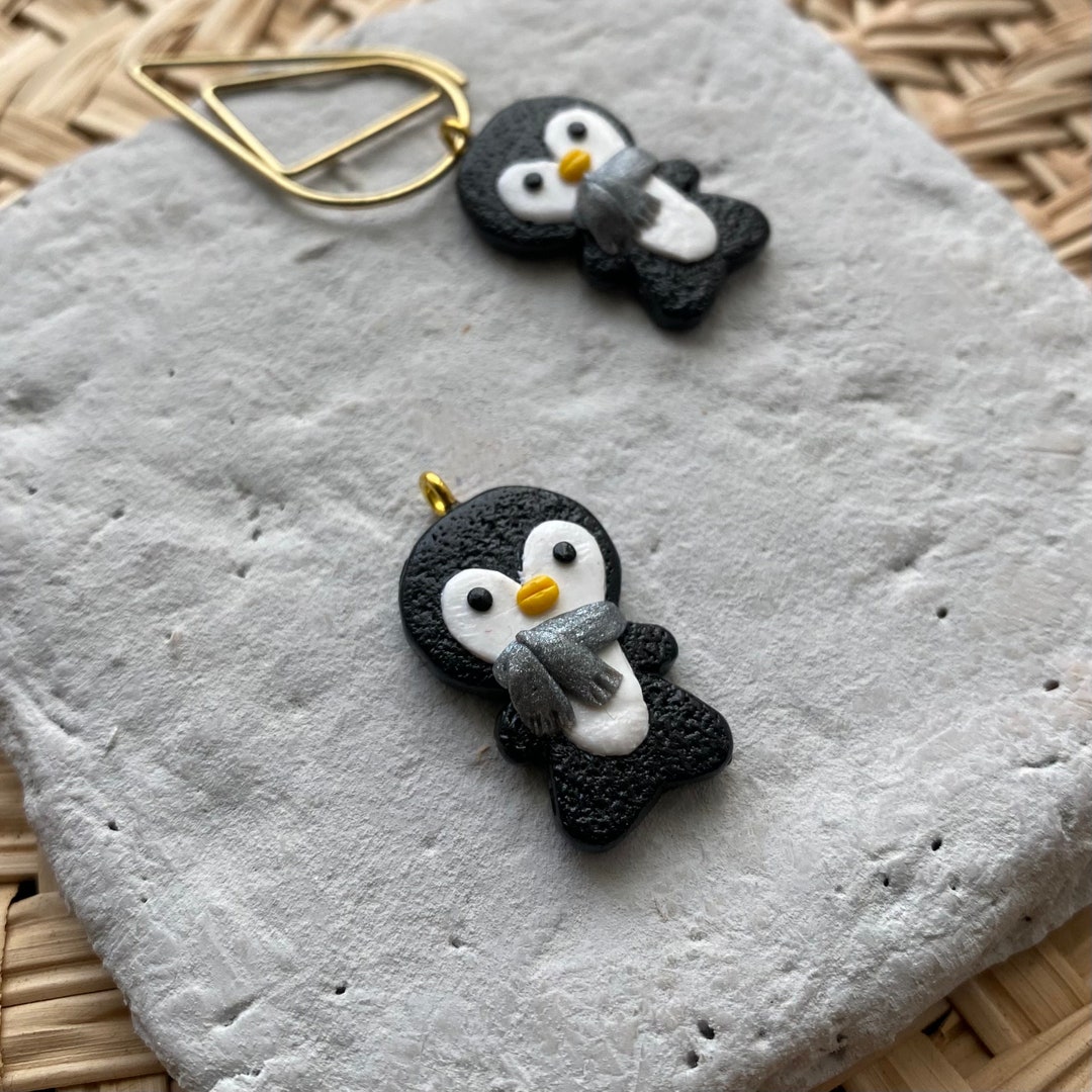 Winter Black Penguin Polymer Clay Planner Charm Mini Charm - Etsy