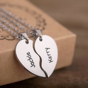Broken Heart Necklace Set - Two Piece Matching Necklaces for Couples or ...