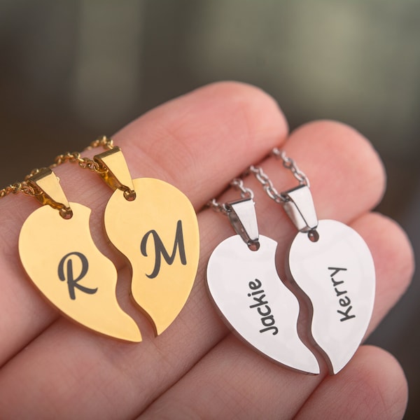 Split Heart Necklace - Etsy