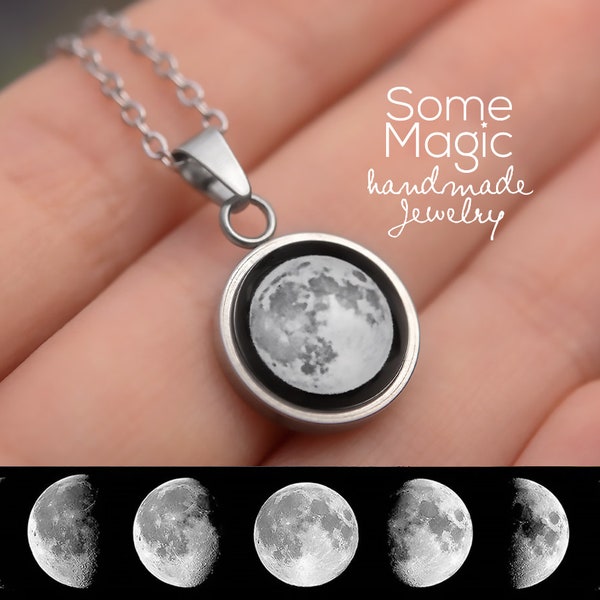 Moon Phase Custom Date Necklace - Etsy