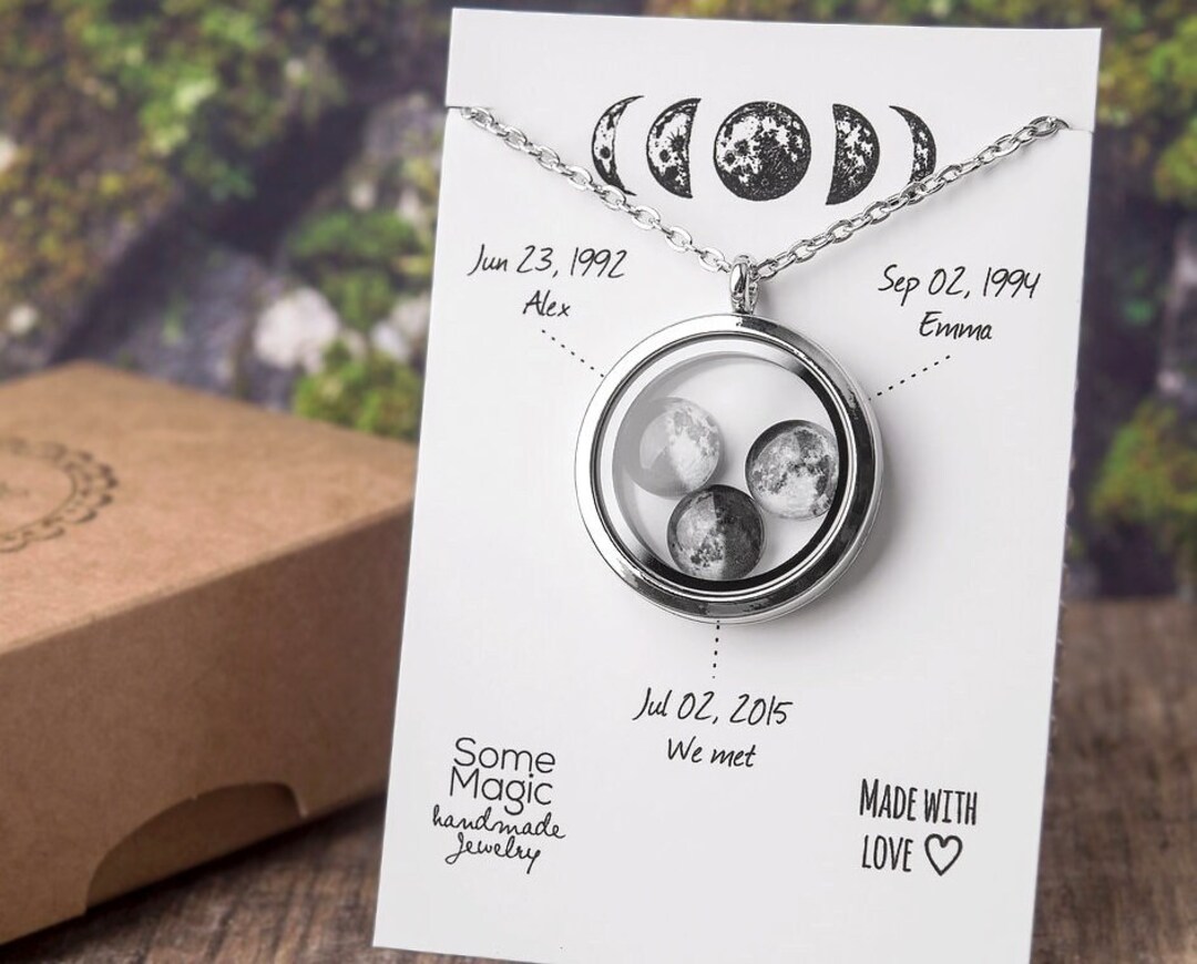 Custom Moon Phase Necklace Locket, Mother's Day Gift for Mom ...