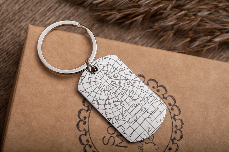 Custom Star Map Keychain Engraved Personalized Night Sky - Etsy