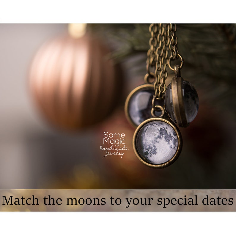 Double Sided Custom Moon Phase Necklace Custom Birth Moon | Etsy