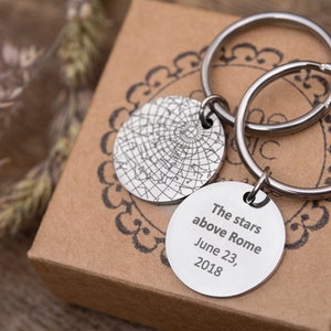 Custom Star Map Keychain - Engraved Personalized Night Sky Keyring for ...