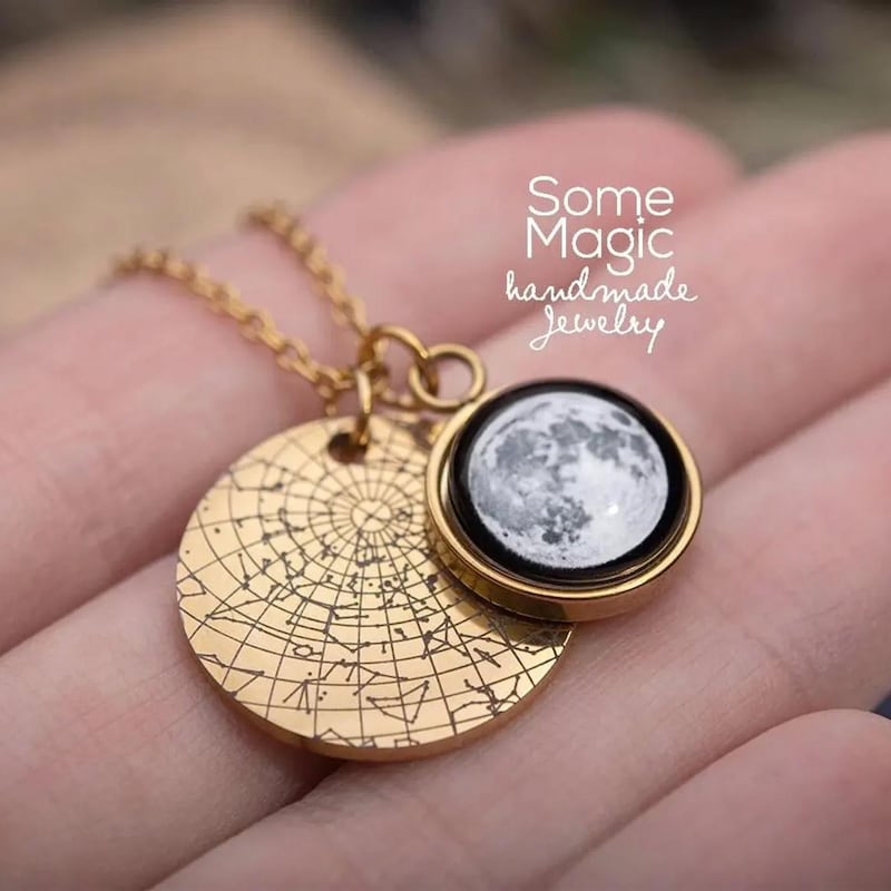 Moon Star Mens Necklace - Etsy